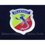 "ABARTH & C." shield crest Decal - 1 1/4" x 1 1/4" chrome trim