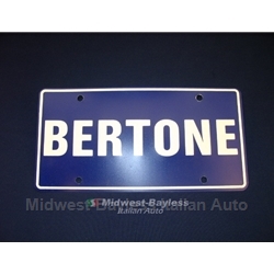 "Bertone" Plastic License Plate - NEW