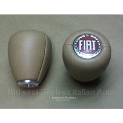 Shifter Knob Fiat Logo Tan Vinyl - NEW