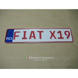 Euro License Plate "FIAT X19" Red