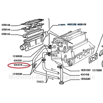 Heater Hose - Supply at Valve (Fiat Bertone X1/9 w/AC All) - NEW
